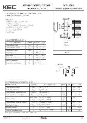 KTA1298 Datasheet PDF - KEC